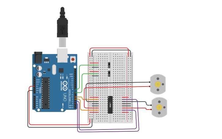 Circuit design Lesson 16: H-bridge and Robot Steering - Tinkercad
