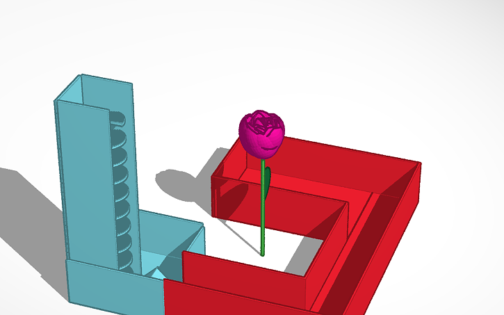 3D design rose, marble, and track - Tinkercad