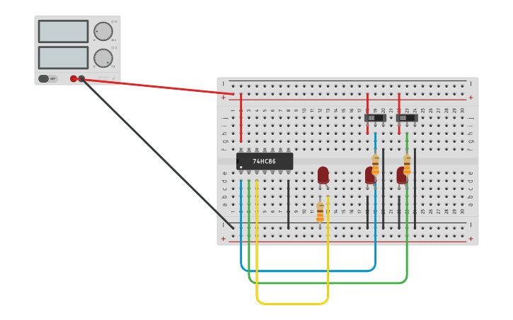 Circuit design Circuito porta logica Exor - Tinkercad