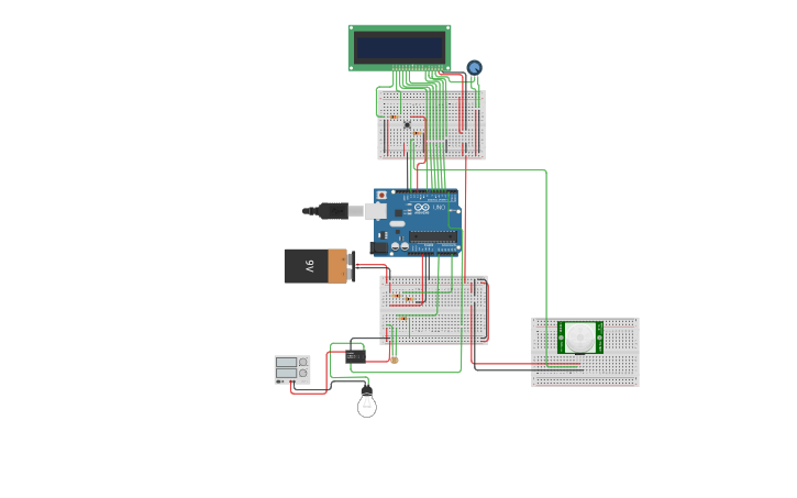 Circuit design Security light simulation - Tinkercad