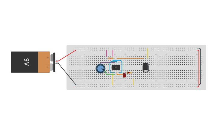 Circuit design Prototipo - Circuito LED intermitente con NE555 - Tinkercad