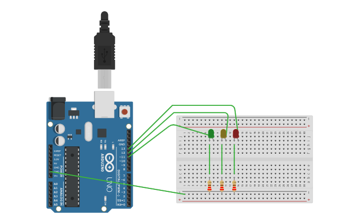Circuit design serial binary - Tinkercad