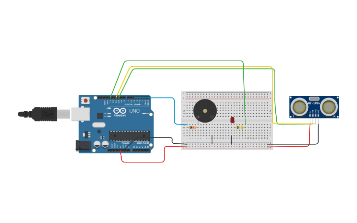 Circuit Design Sensor De Estacionamento Tinkercad