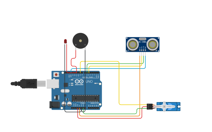 Circuit design Basurero Inteligente con Sonidos - Tinkercad