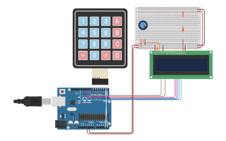 Circuit design PRACTICA 4 CALCULADORA | Tinkercad