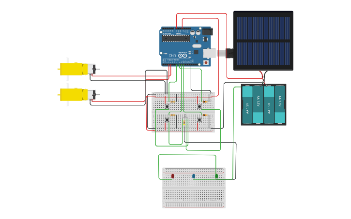 Circuit design Solar Smart Electric Car With LED (Extra) - Tinkercad