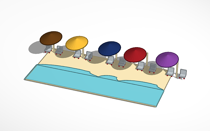 3D design Beach landscape - Tinkercad
