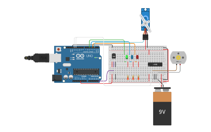 Circuit design M-E2: DC and Servo Motor | Tinkercad