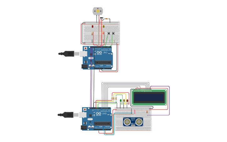 Circuit design control de agua en minería - Tinkercad
