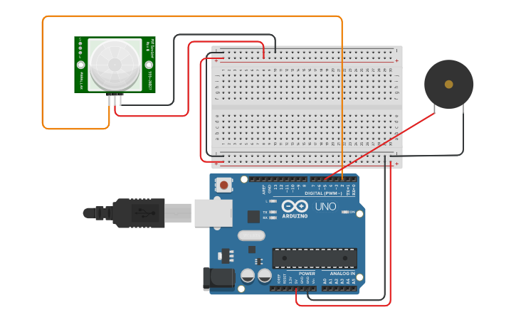 Circuit design Sensor de Movimiento | Tinkercad
