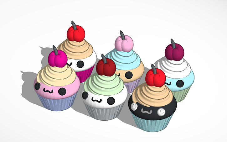 3D design cute cup cakes - Tinkercad