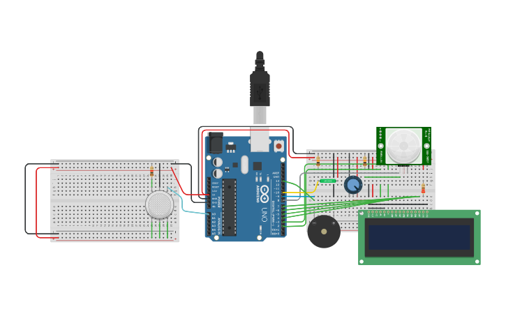 Circuit design Alarma Inteligente | Tinkercad