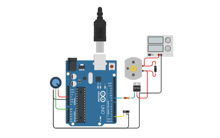 Circuit Design 21 Motion Output Driving Dc Motor Using Transistor Tinkercad