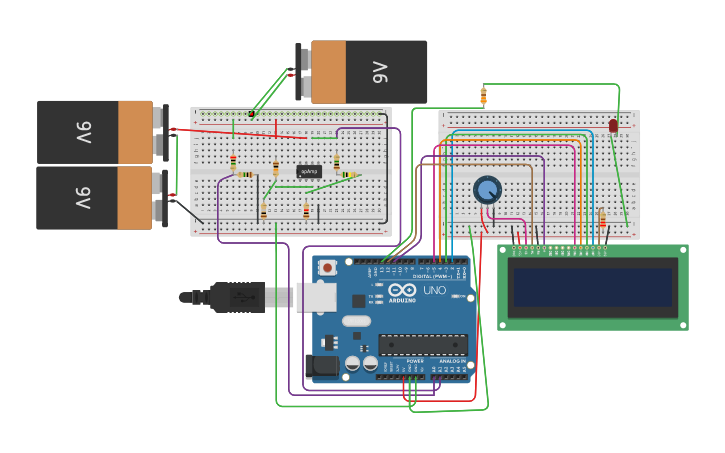 Circuit design battery management using arduino - Tinkercad