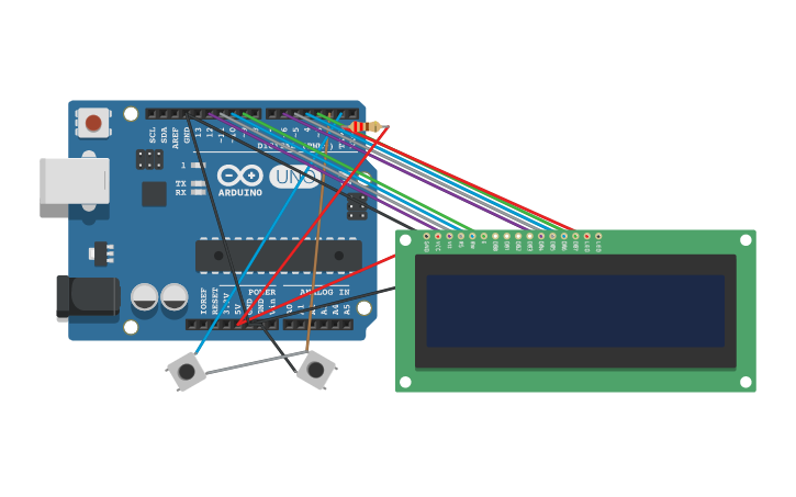 Circuit design Juego LCD Arduin - Tinkercad