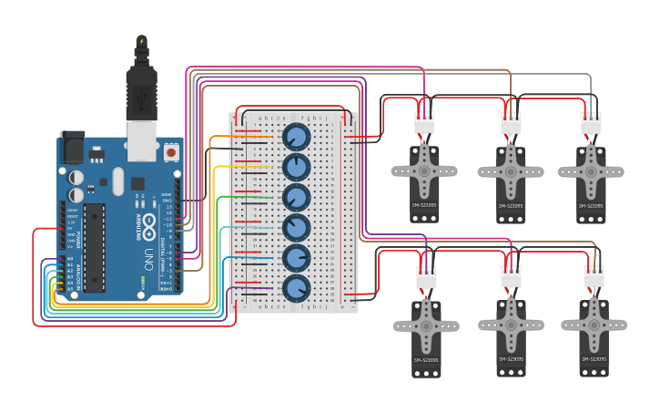 Circuit design SERVOS - Tinkercad