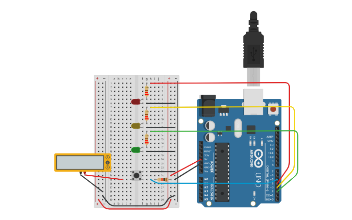 Circuit design Traffic Light - Tinkercad