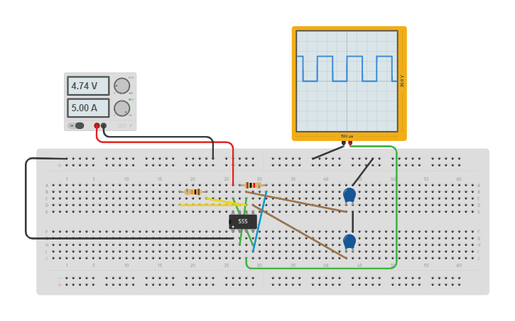Circuit design astable multivibrator | Tinkercad
