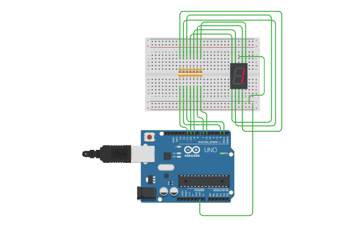 Circuit design display 7 segmenti - Tinkercad