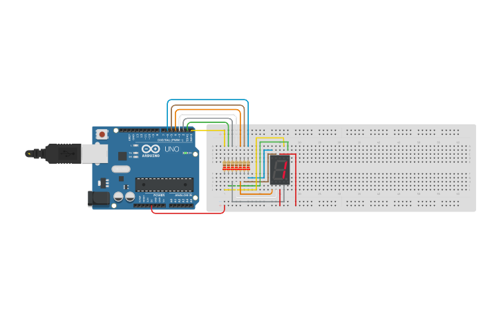Circuit design LED 7 segment | Tinkercad