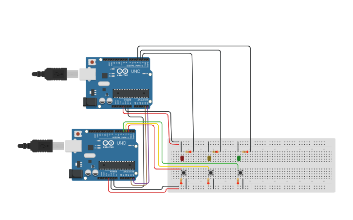 Circuit design I2C Communication on Arduino with LED and Button ...