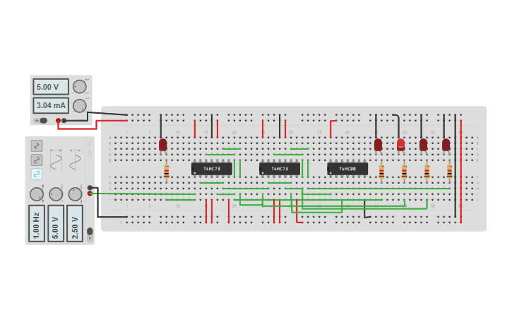 Circuit design mod 12 counter - Tinkercad