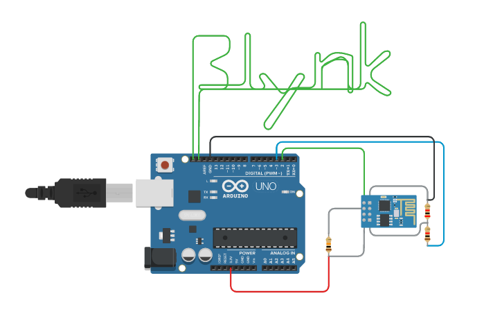 Circuit design 윤대리_blynk_esp8266_01_Uno - Tinkercad