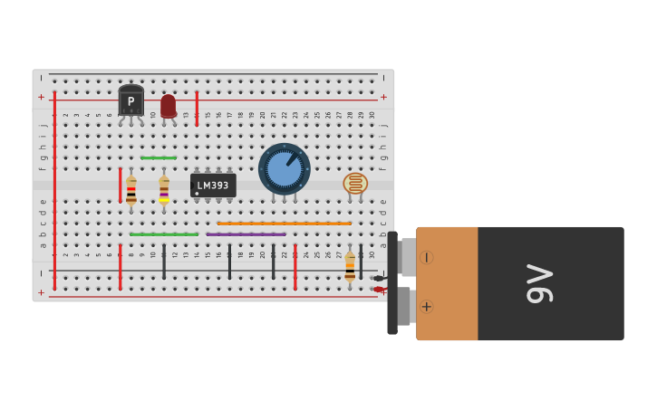 Circuit design Automatic light Detector using ic | Tinkercad
