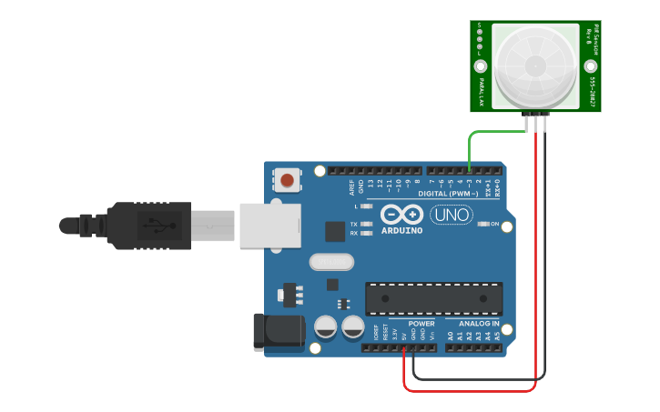 Circuit design Sensor Movimento PIR- Monitor Série - Tinkercad