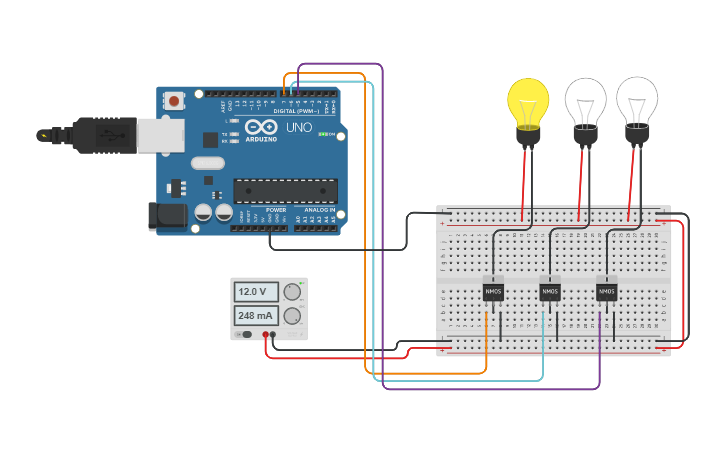 Circuit design MOSFET_LAMP | Tinkercad