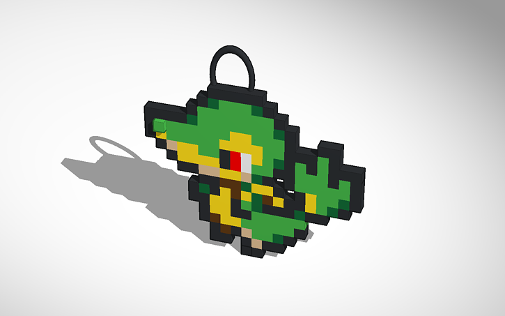 3D design Snivy Pixelated Keychain | Tinkercad