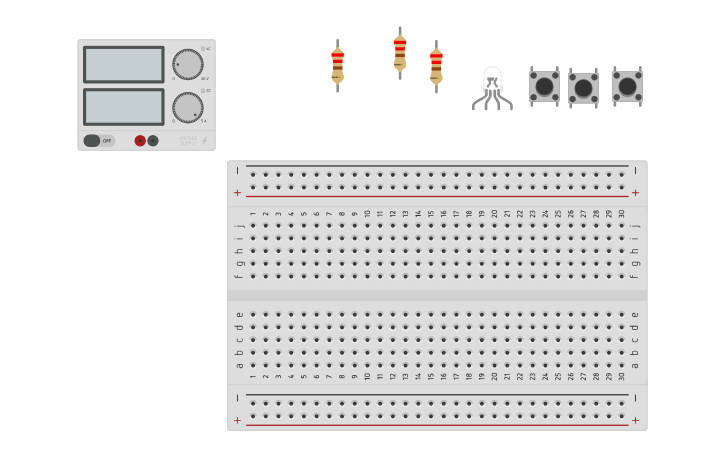 Circuit design One RGB LED with Three Pushbuttons | Tinkercad Circuit design One RGB LED with Three Pushbuttons | Tinkercad