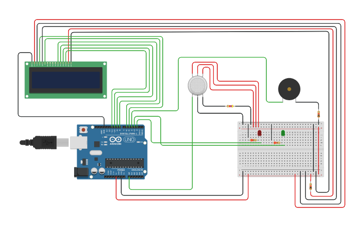 Circuit design gas detection - Tinkercad