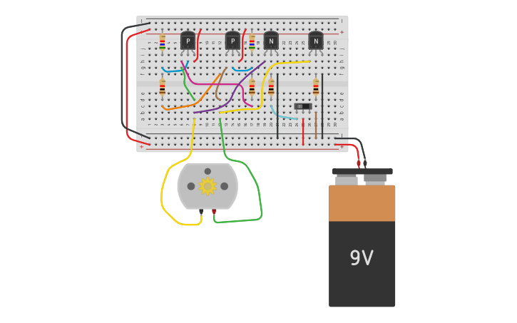 Circuit design Murf's H-bridge motor control with transistors (no ...