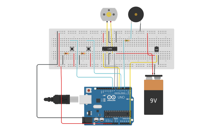 Circuit Design Controlling Motor With Temperature Sensor Tinkercad