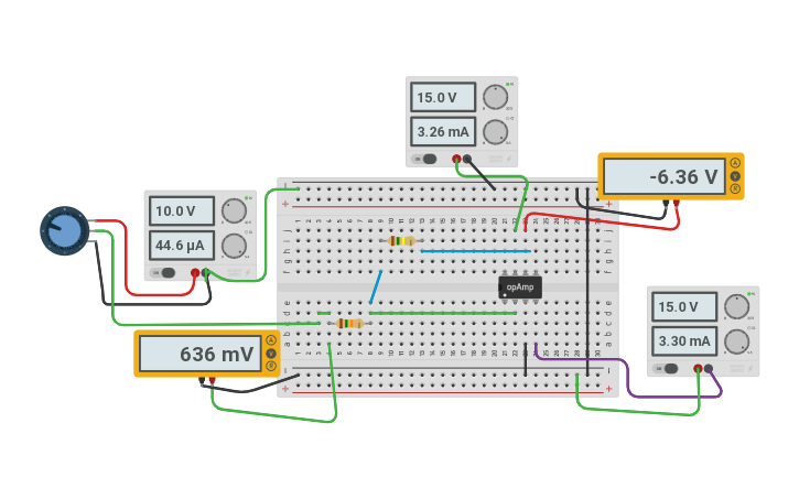 Circuit design Op-amp inverting - Tinkercad