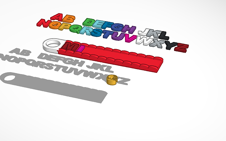 3D design Lesson: Key ring, letters! result - Tinkercad