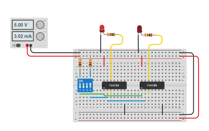 Circuit design Half Adder | Tinkercad