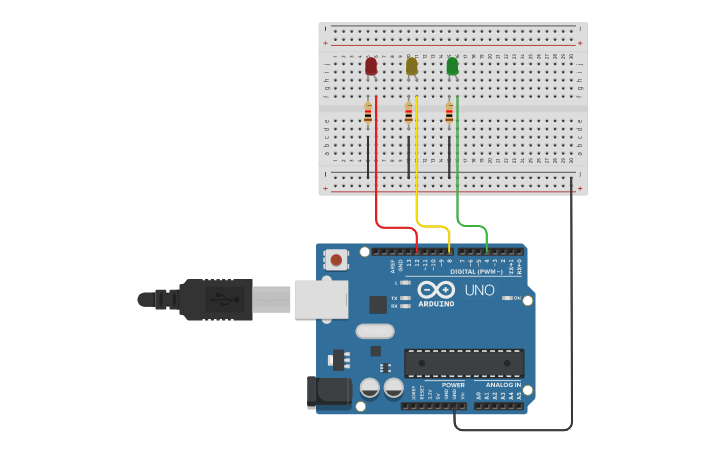 Circuit design Christmas Lights - Tinkercad
