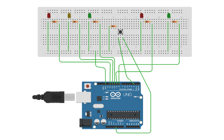 Circuit design Traffic Control System - Tinkercad