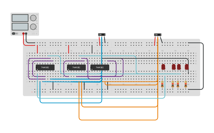 Circuit design 7402 4input | Tinkercad