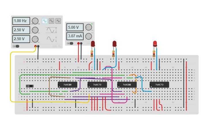 Circuit Design 3 Bit Up Down Asynchronous Counter Tinkercad