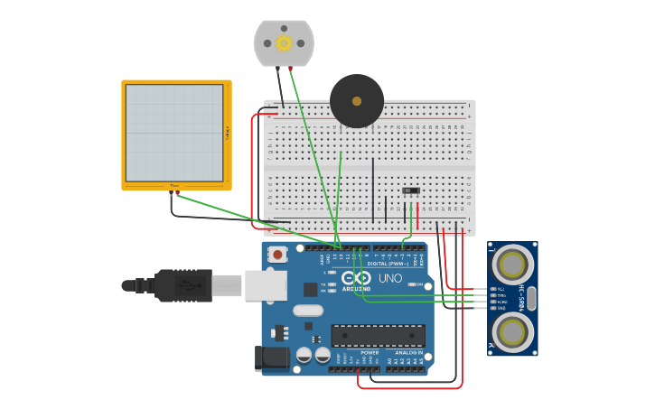 Circuit design Reverse car parking - Tinkercad