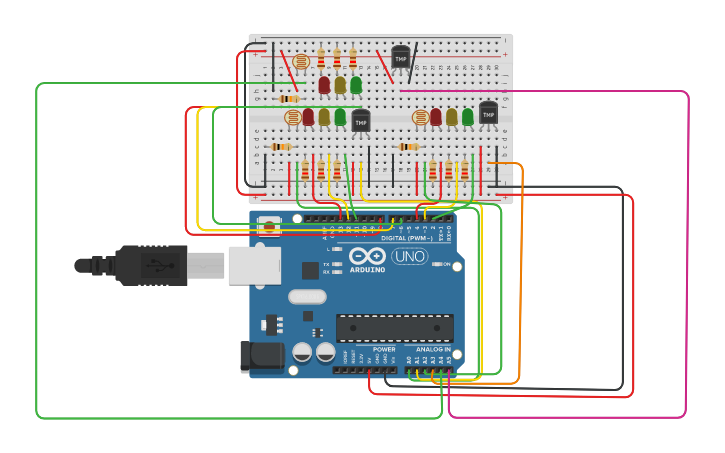 Circuit Design Arduino Multiple Sensor Input Output Operation Tinkercad