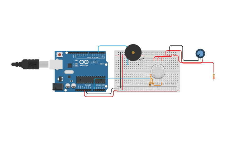 Circuit design gas sensor - Tinkercad