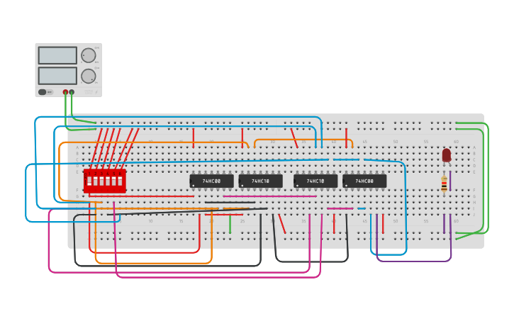 Circuit design 4:1 mux using nand gate - Tinkercad