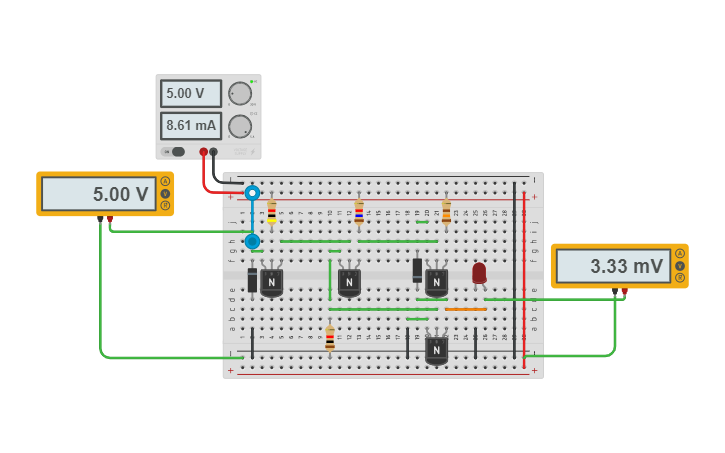 Circuit design TTL inverter - Tinkercad