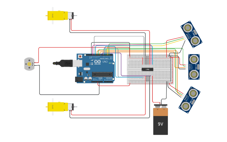 Circuit design wall follower - Tinkercad