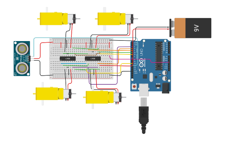 Circuit Design Obstacle Avoiding Robot Tinkercad