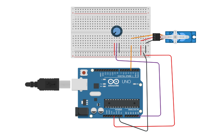 Circuit design Servo-Motor - Tinkercad